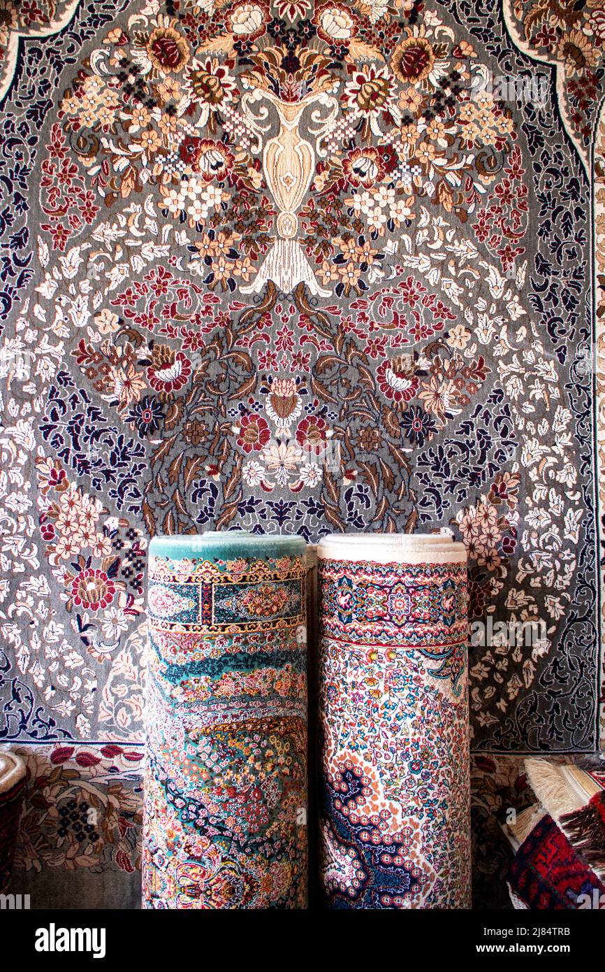 Persian rugs in various colors Stock Photo - Alamy