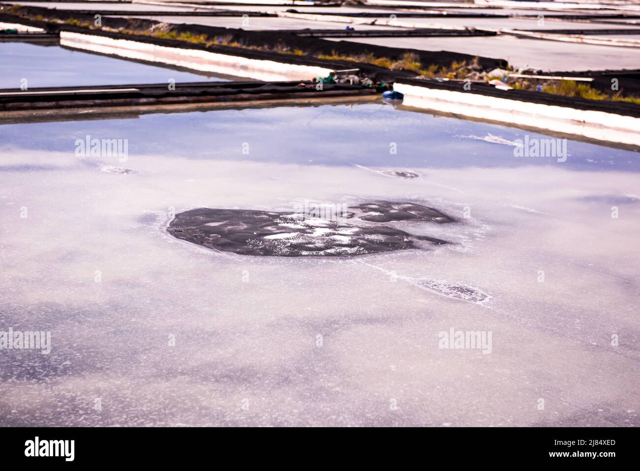 The panoramic of salt evaporation pond Stock Photo - Alamy