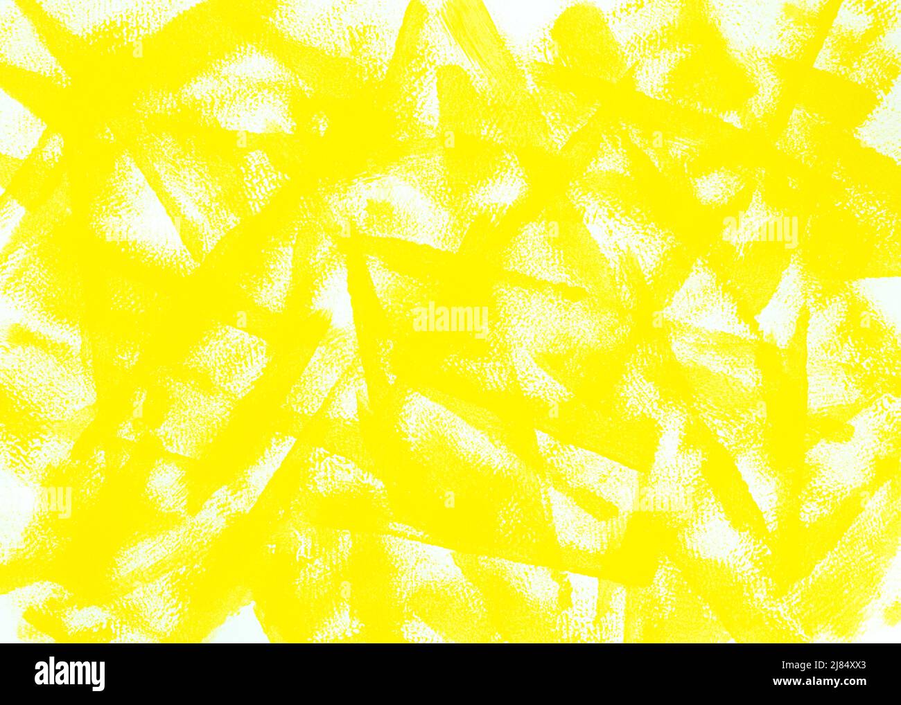 abstract yellow paint roller brush strokes texture on white background ...