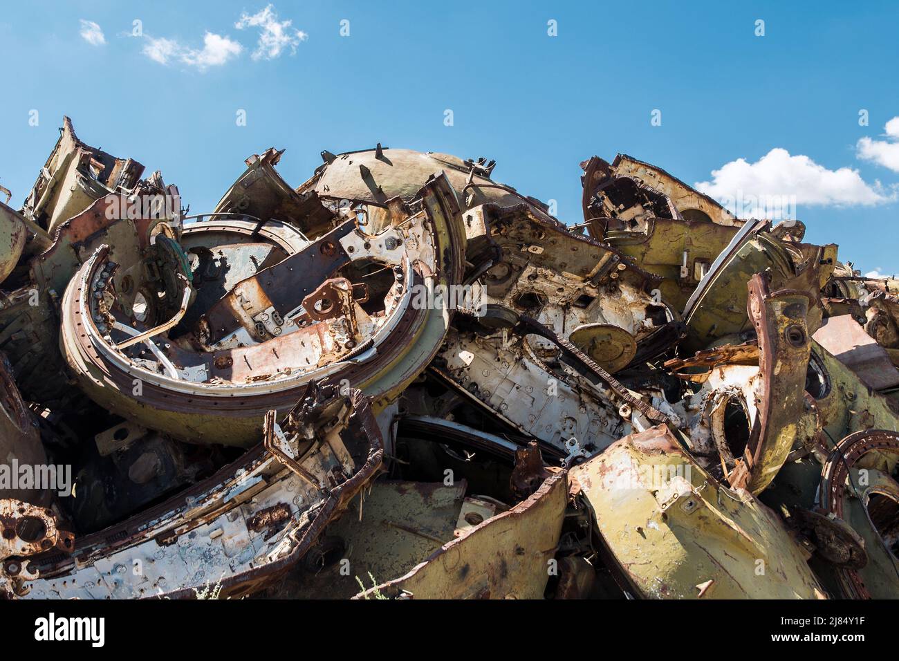 Cut scrap part of the Soviet military tanks Stock Photo - Alamy