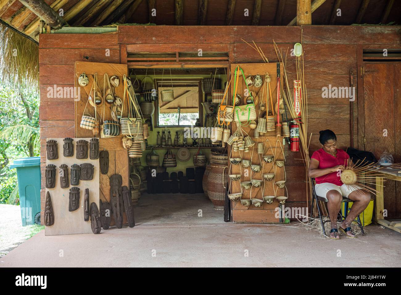 Kalinago craftsmen create artesian works at Dominica's Kalinago Barana ...