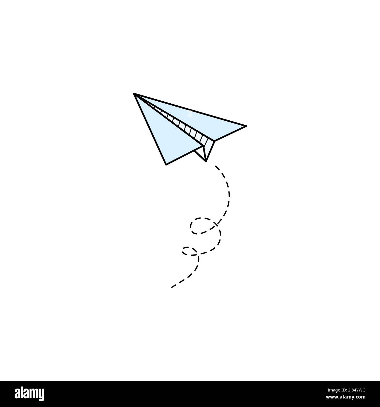 Paper airplane vector icon. Doodle outline style blue color paper ...