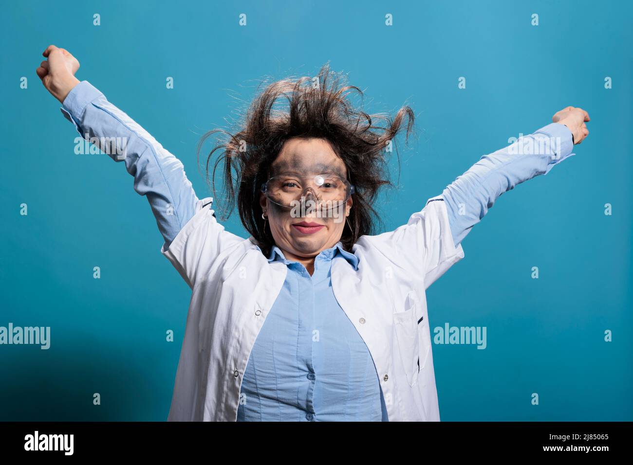 Crazy Hair Science Guy Meme Mad Scientist And Hair Cut Out Stock