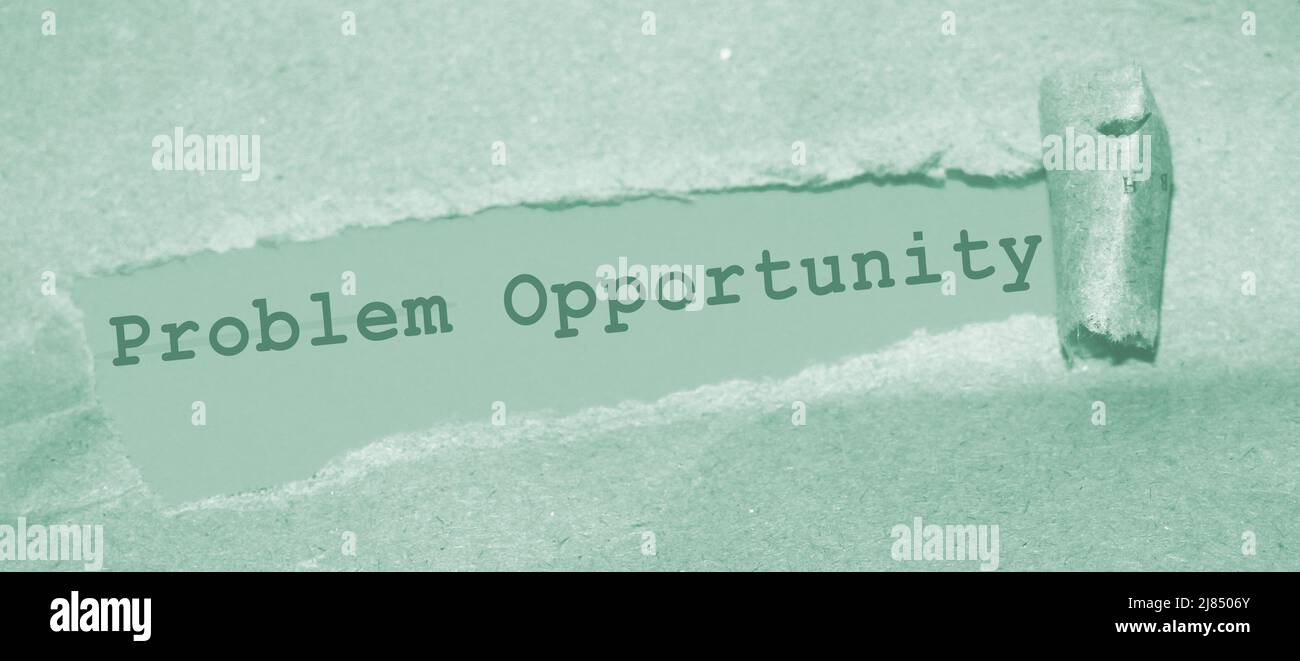 Business concept: with word problem strikeout and Opportunity instead ...