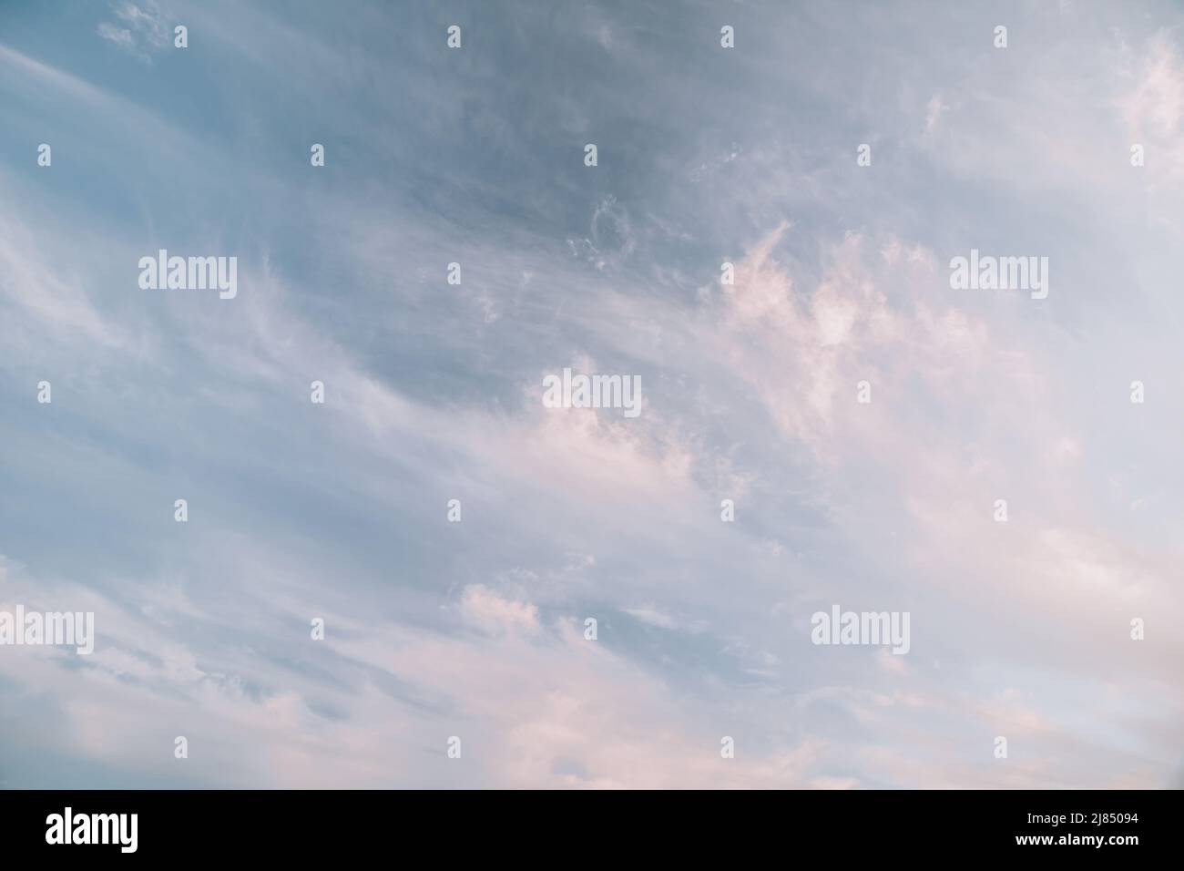 Abstract aerial blue sky with light Cirrus clouds summer sunset ...