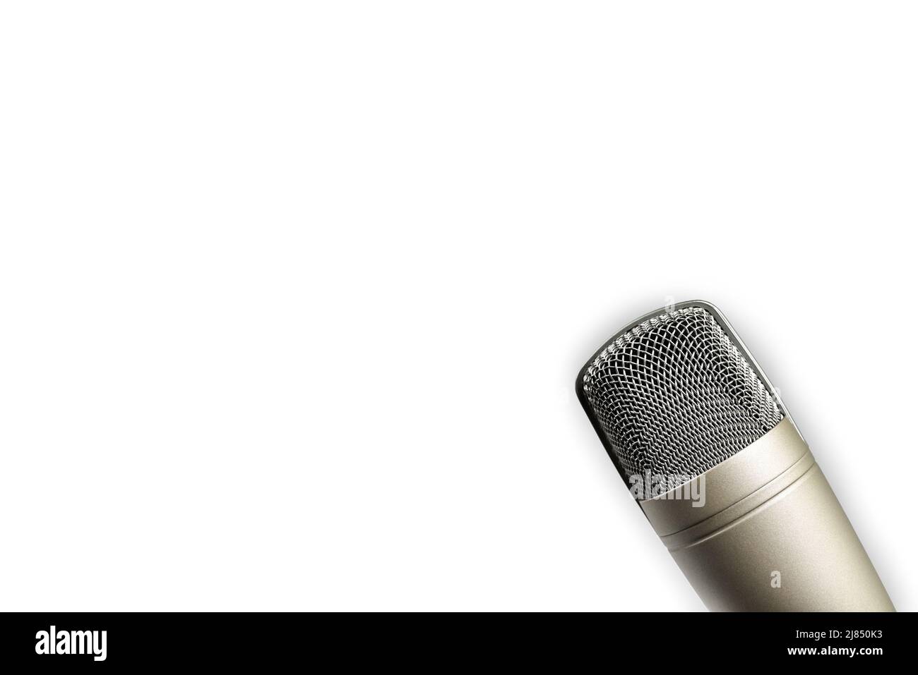 Professional studio condenser microphone for voice recording on white ...