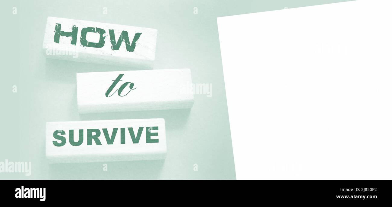 How to Survive words on wooden blocks. Surviving in wild nature concept ...