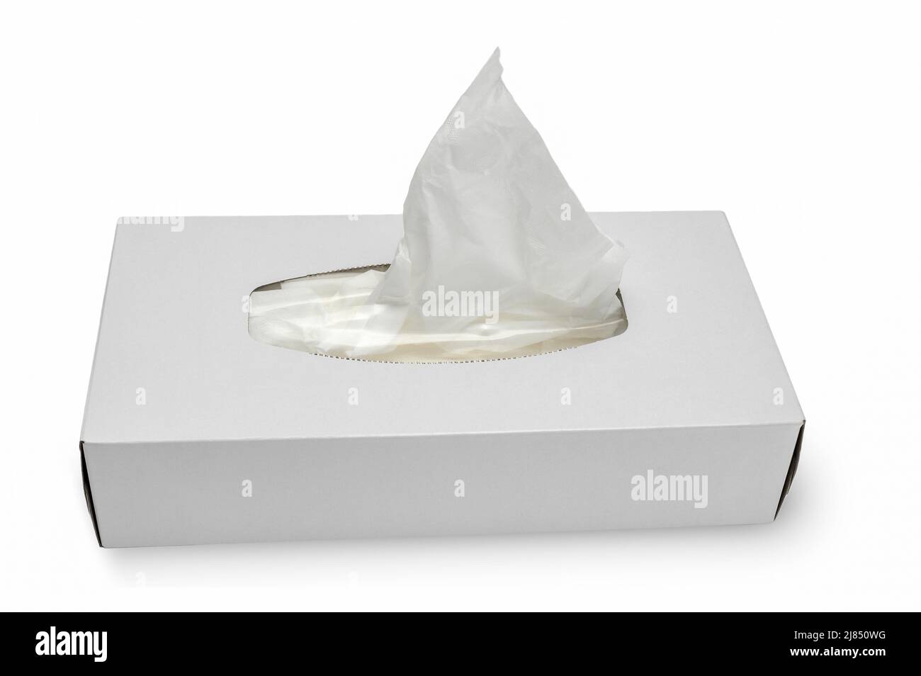 Disposable antibacterial paper wipes in a white carton box with copy ...