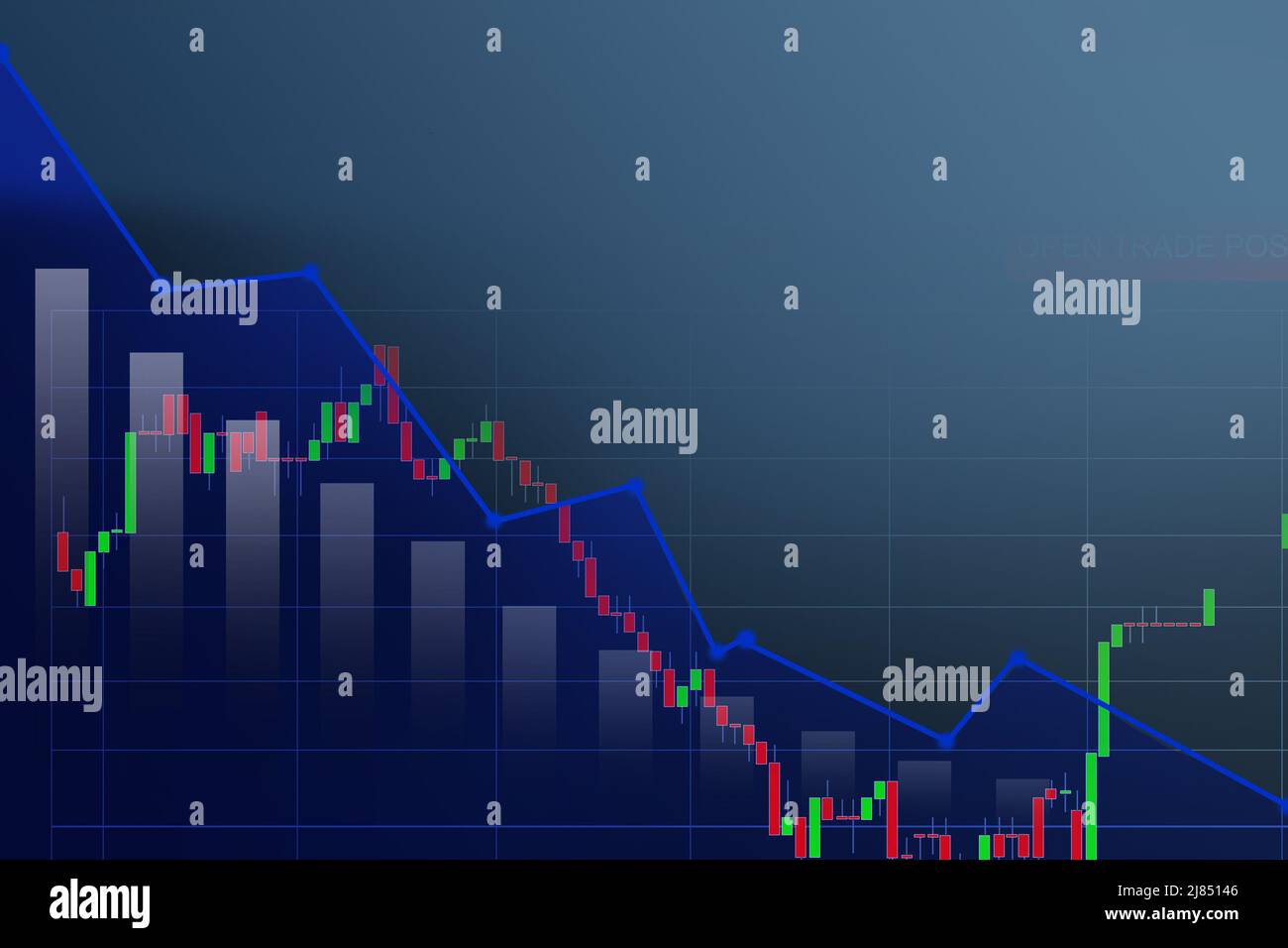 Stock Market Chart on Blue Background. share drop down Stock Photo - Alamy