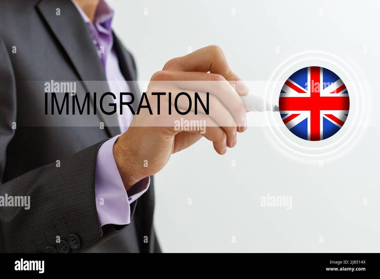 Law and justice concept. the flag of Great Britain and inscription ...
