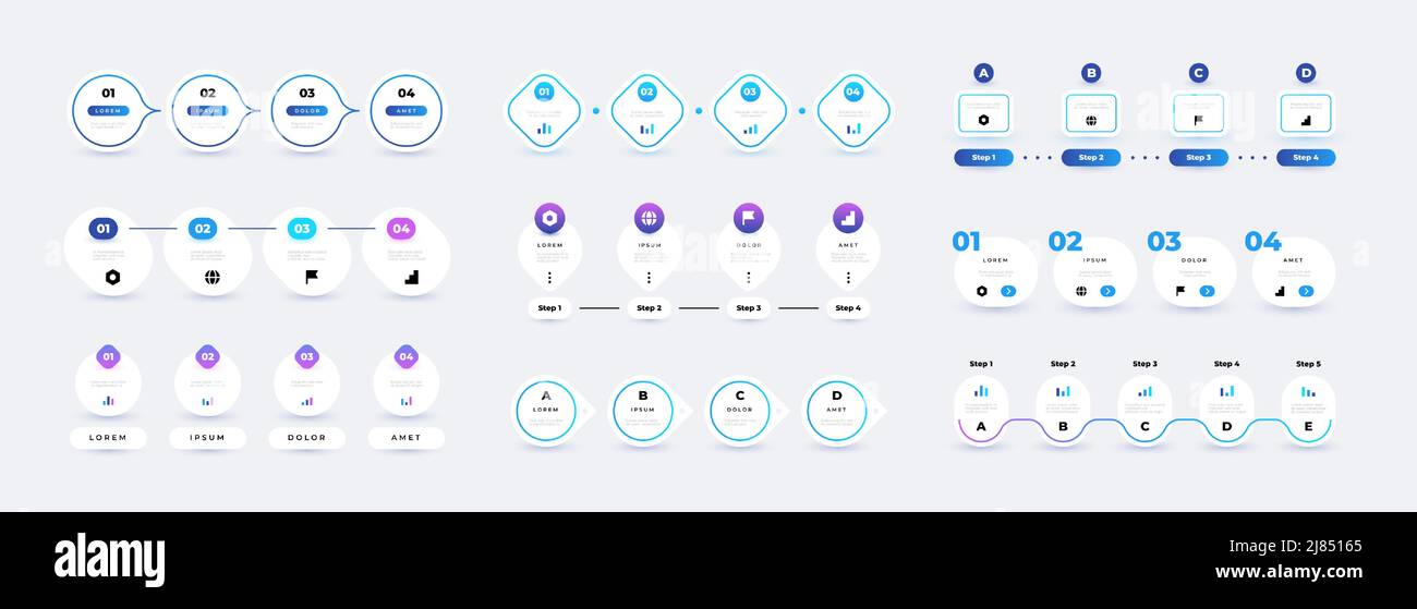 Step infographic. 4 elements flow chart business template, square and ...