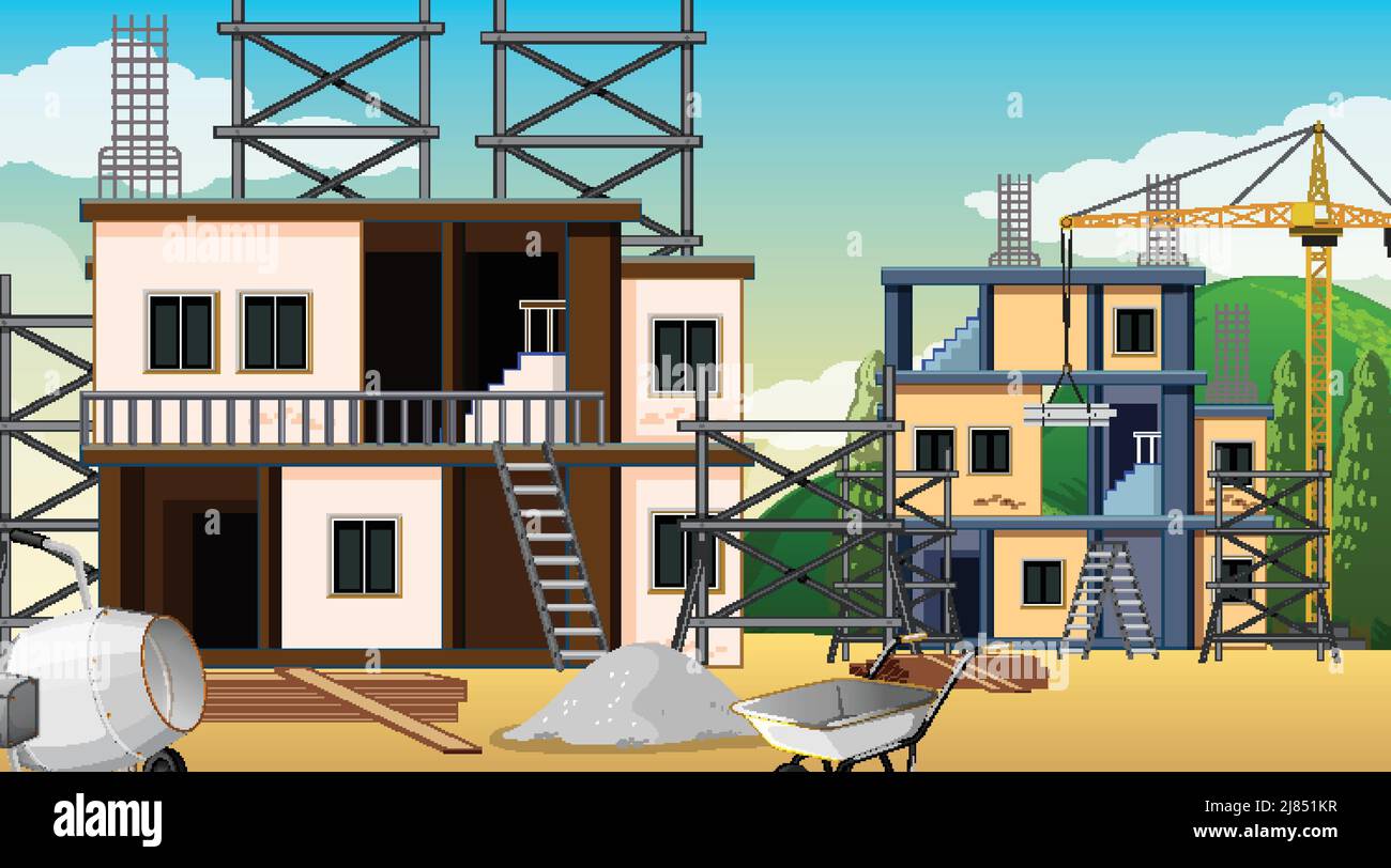 Building construction site scene illustration Stock Vector Image & Art ...