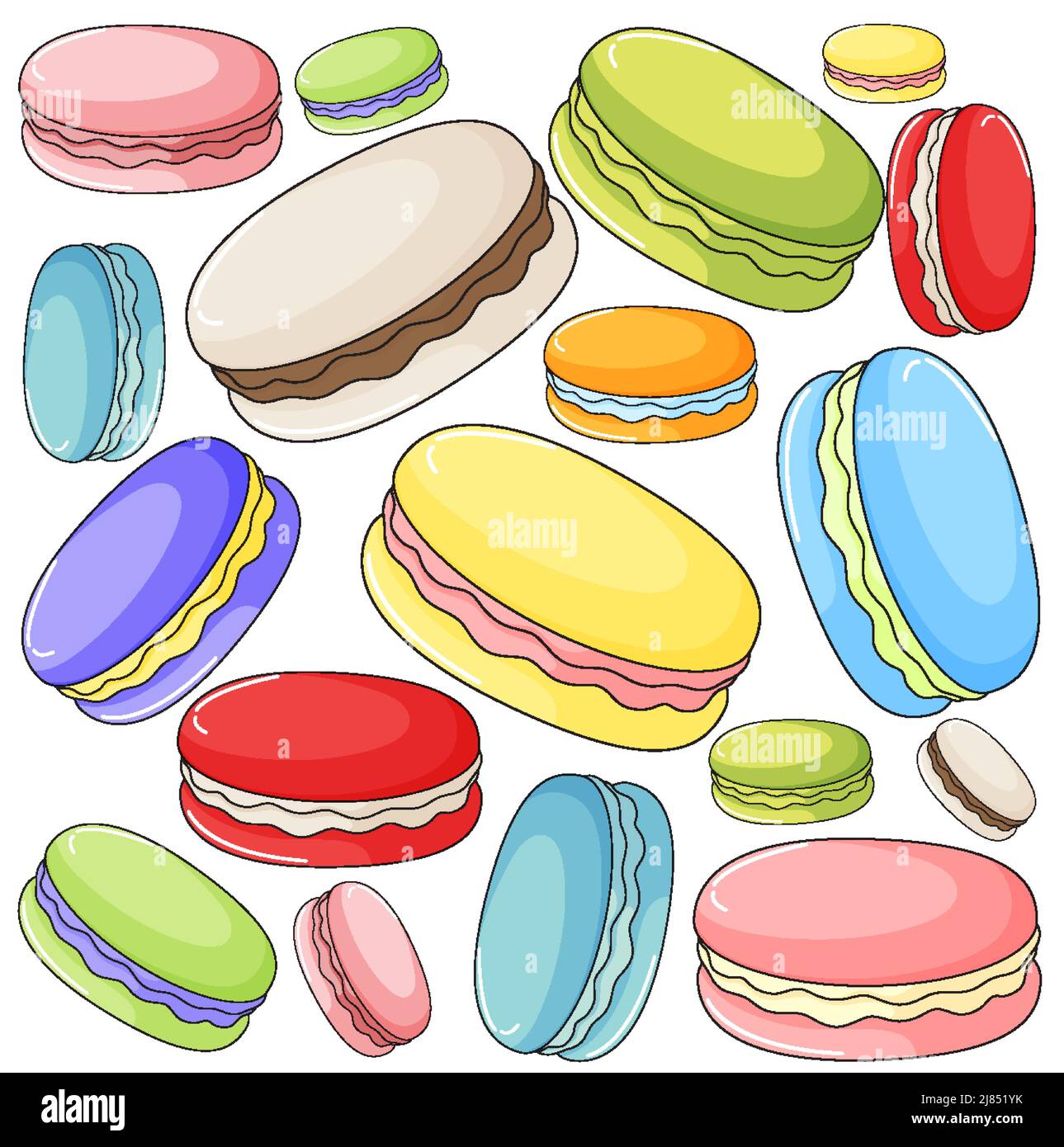 Macaron cookies in different colors illustration Stock Vector Image ...