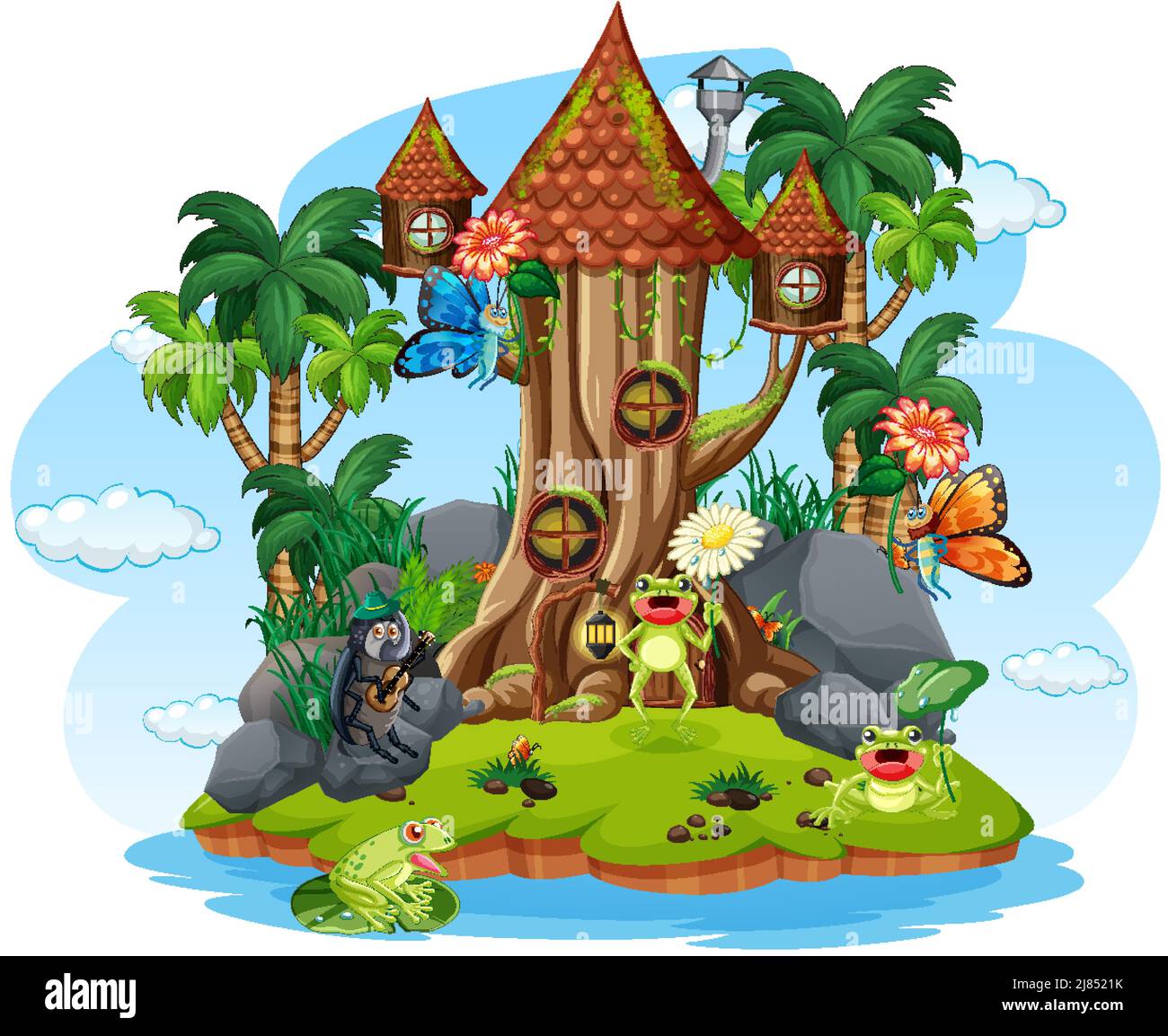 Cartoon insect and beetle in the forest illustration Stock Vector Image ...