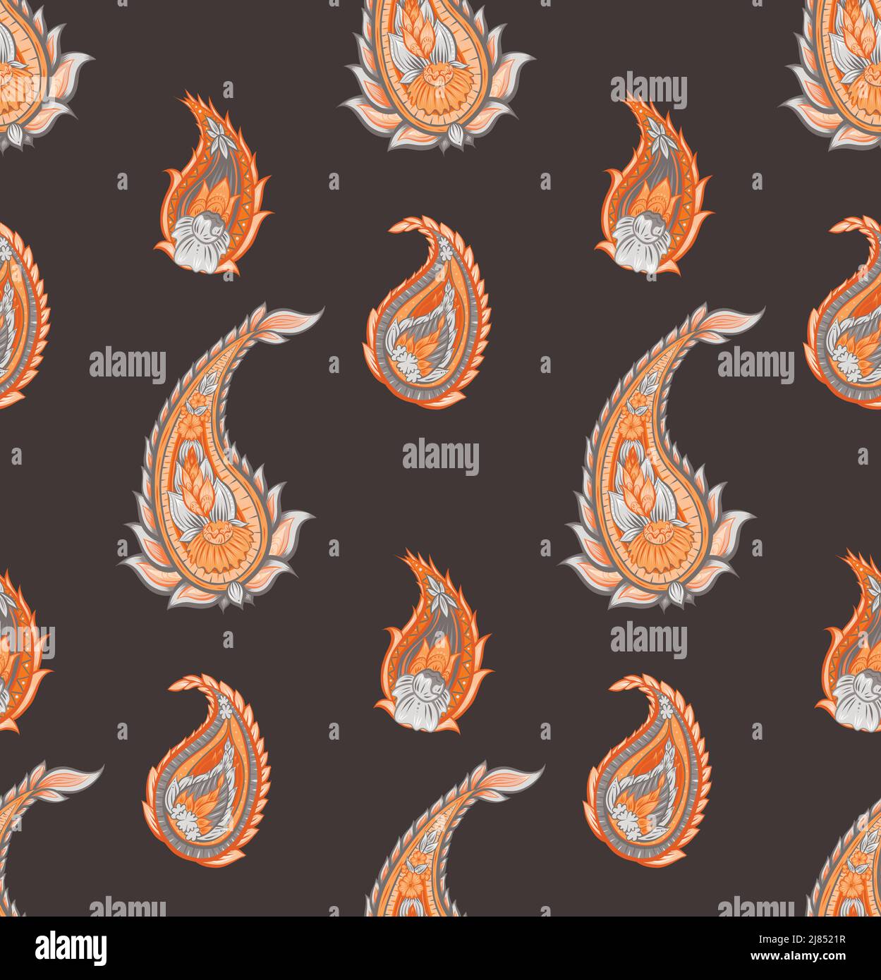 Seamless paisley pattern. Sparse tribal buta flower texture on dark ...