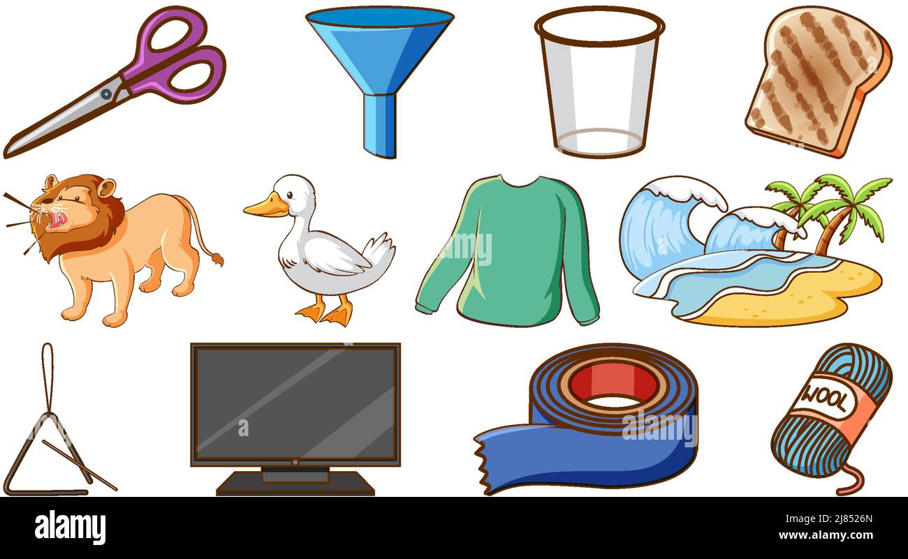 Cute animals and other items illustration Stock Vector Image & Art - Alamy