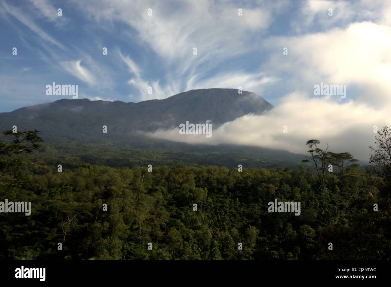 Mount Dempo volcano is photographed from Pagar Alam, South Sumatra ...