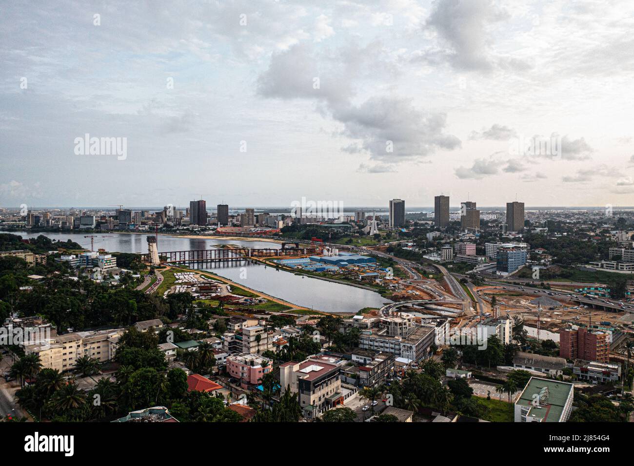 Abidjan, cities from the sky filmed by drone Stock Photo - Alamy