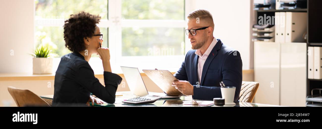 Job Interview. Business Manager Talking To Recruiter In Meeting Stock ...