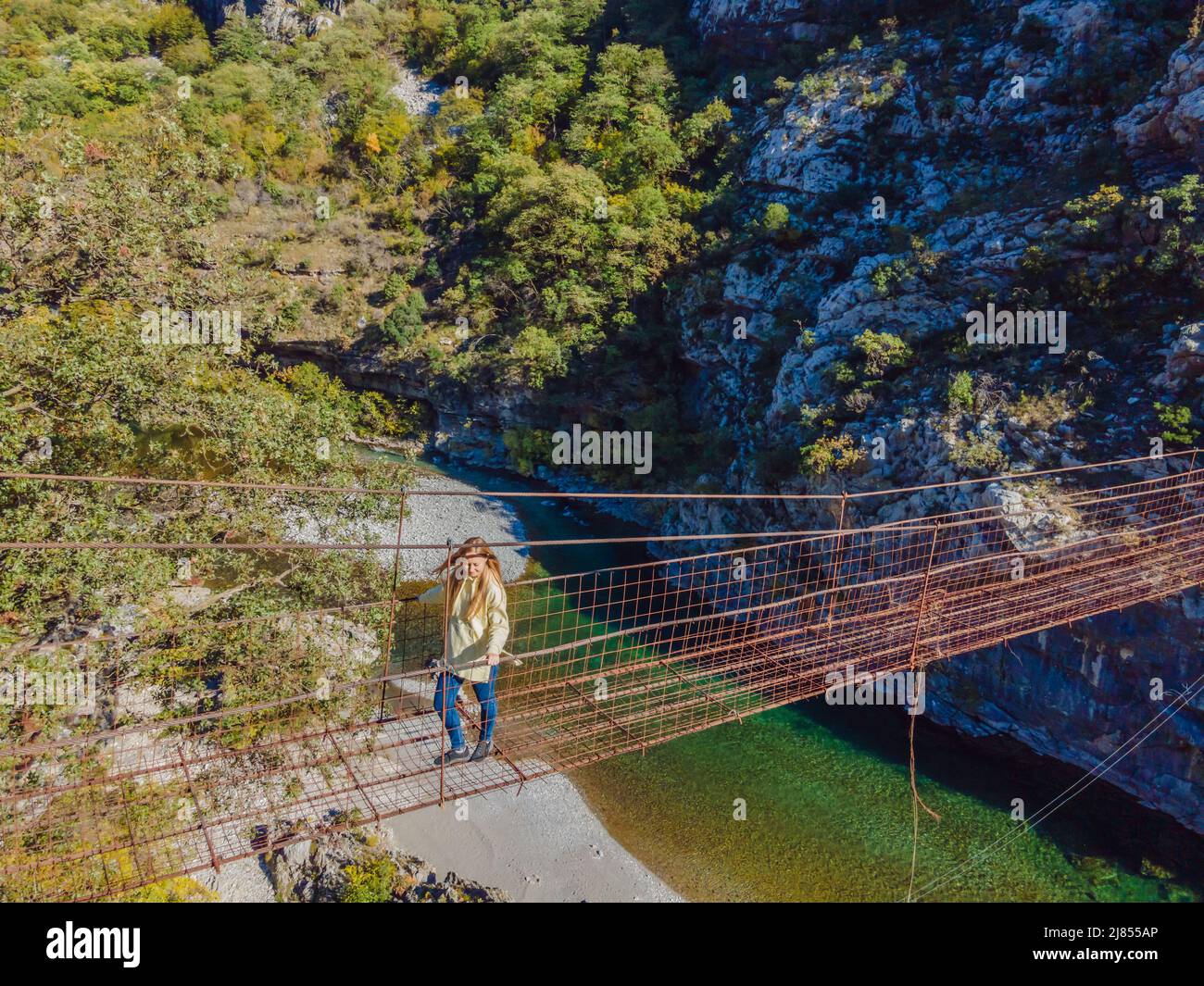 Sights of Montenegro. Landmark Old rusty bridge. Attraction Long ...
