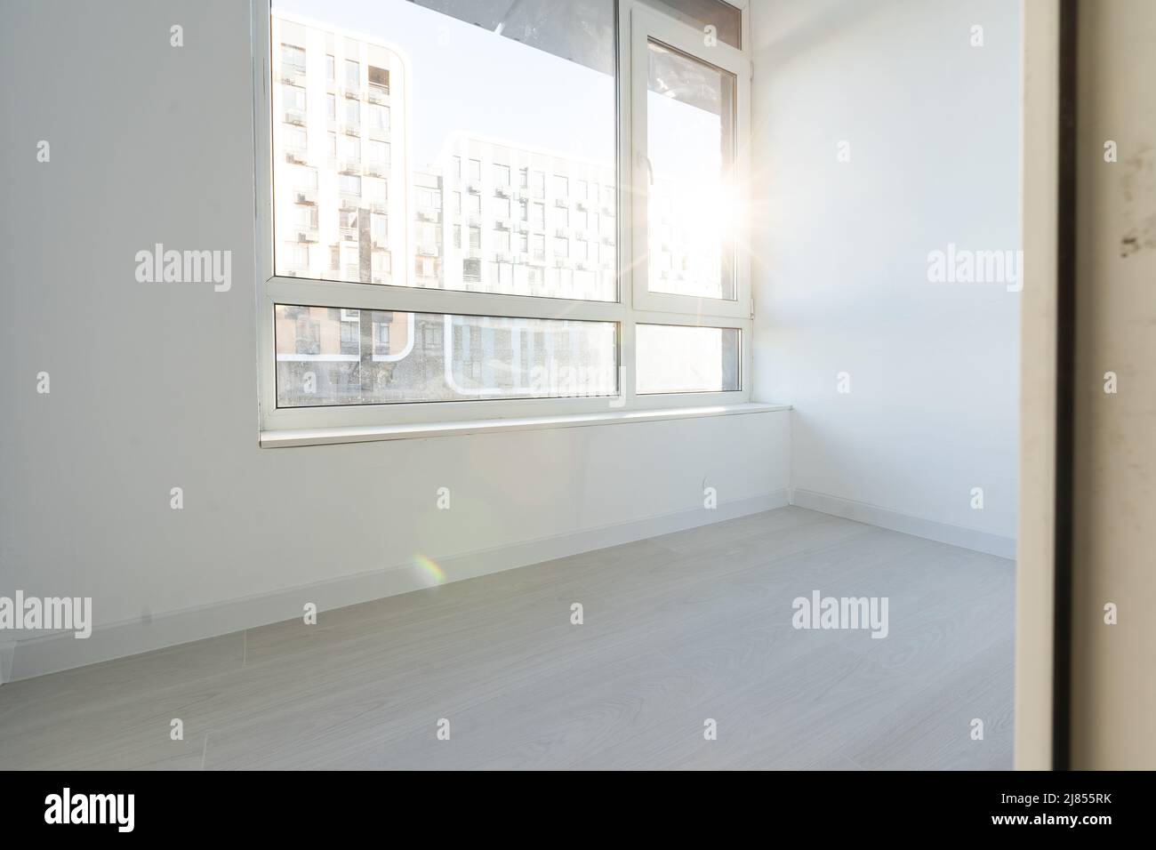 Glazed plastic balcony windows after renovation Stock Photo - Alamy