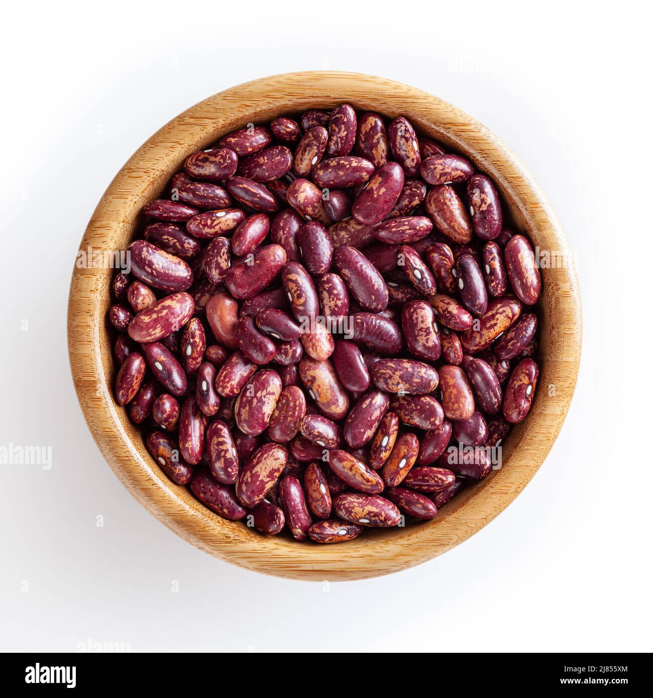 Red pinto beans in wooden bowl isolated on white background with ...