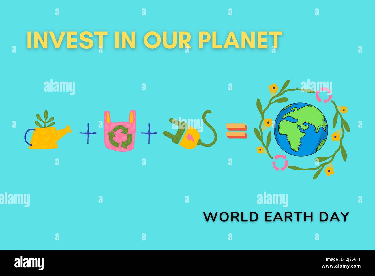 World Earth Day Thematic message theme say no to plastic no more space for waste Stock Photo - Alamy