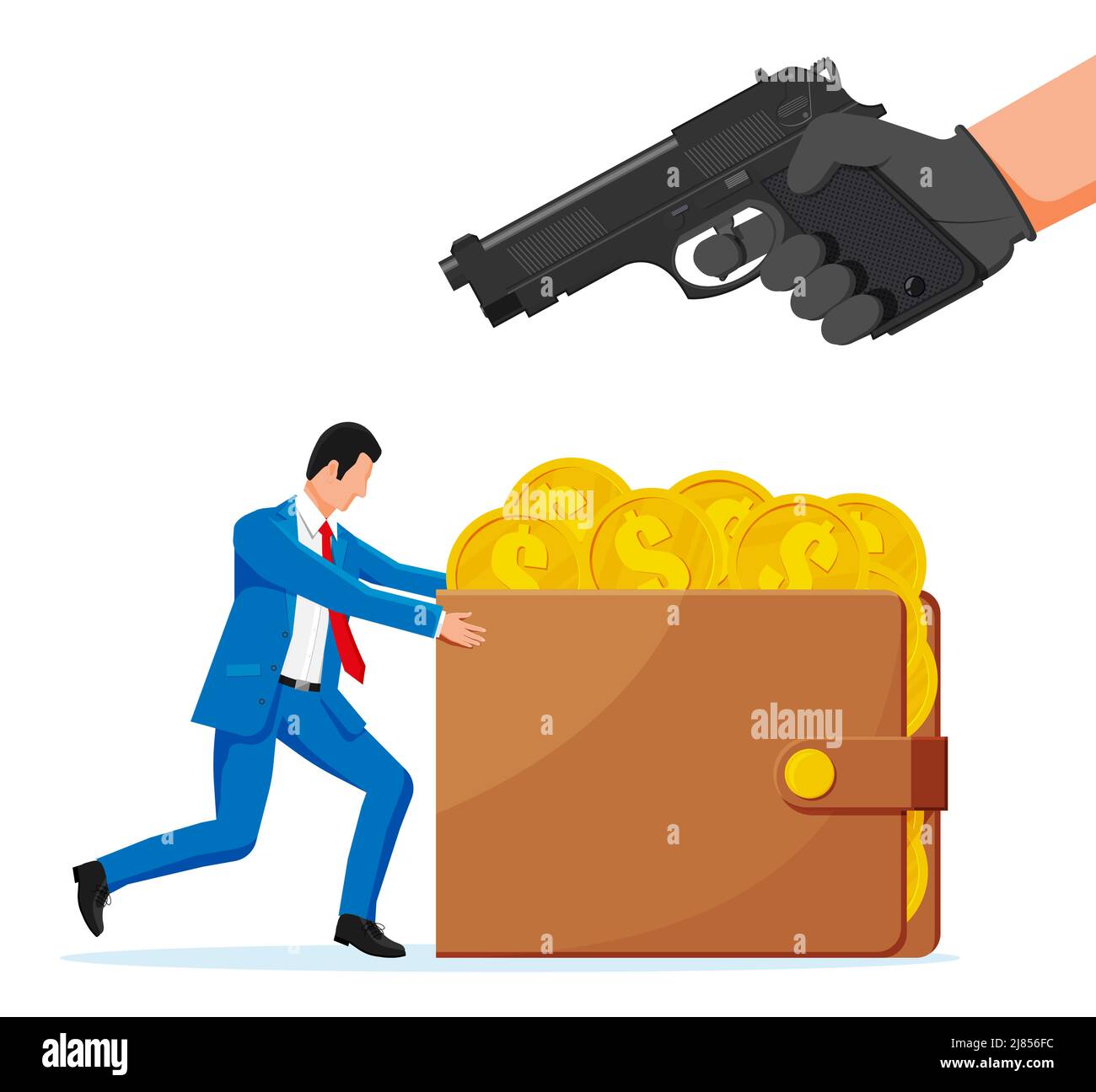 Bandit with Gun and Man with Wallet full of Money Stock Vector Image ...