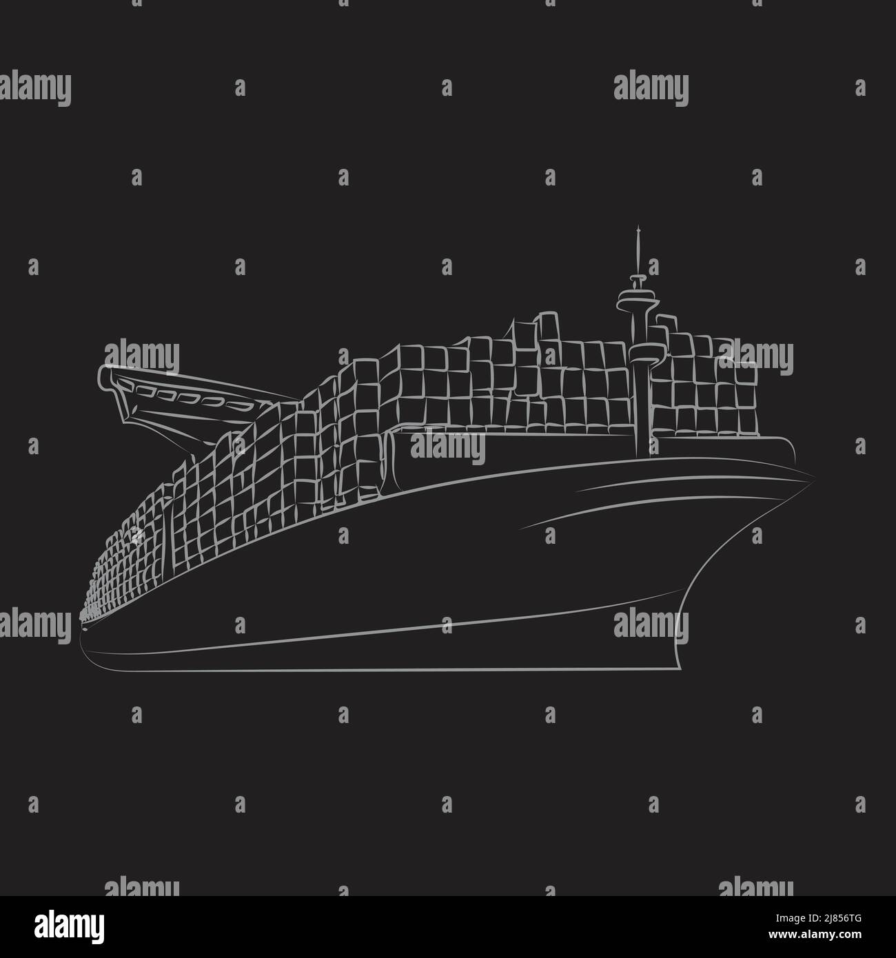 Cargo ship with outline style for your design Stock Vector Image & Art ...