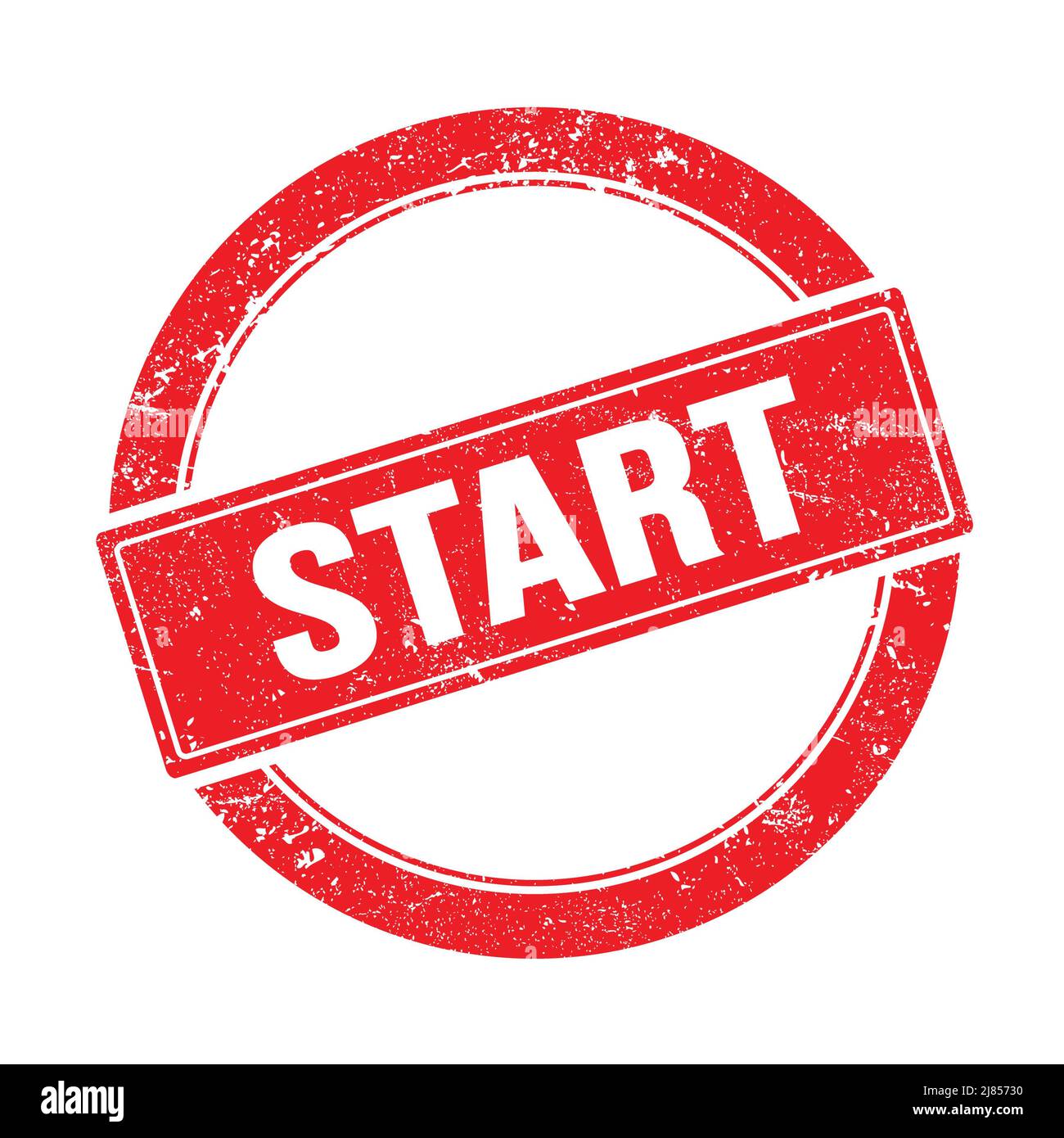 START text on red grungy round vintage stamp Stock Photo - Alamy
