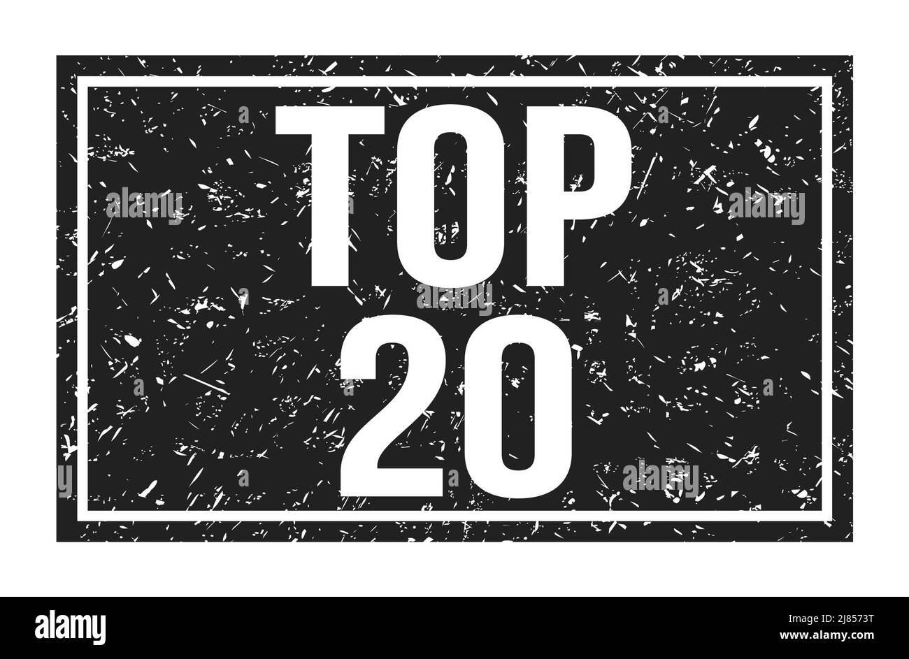TOP 20, words written on black rectangle stamp sign Stock Photo - Alamy