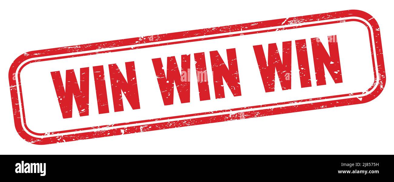 WIN WIN WIN text on red grungy rectangle stamp Stock Photo - Alamy