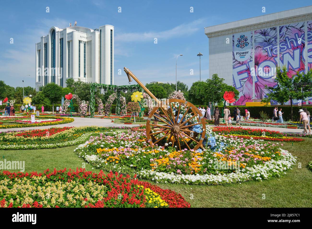 One of the big displays featuring a big wagon tipped over in front of ...