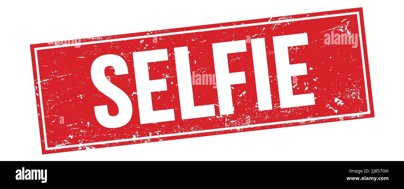 SELFIE text on red grungy rectangle stamp sign Stock Photo - Alamy
