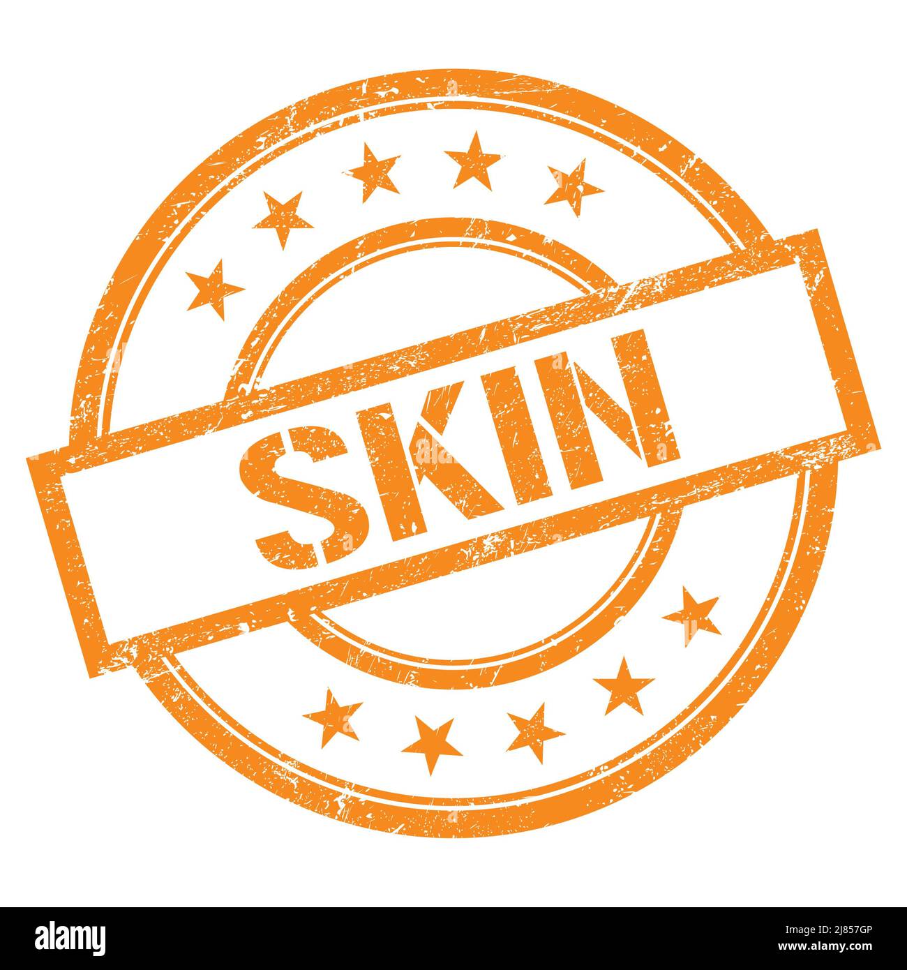 SKIN text written on orange round vintage rubber stamp Stock Photo - Alamy