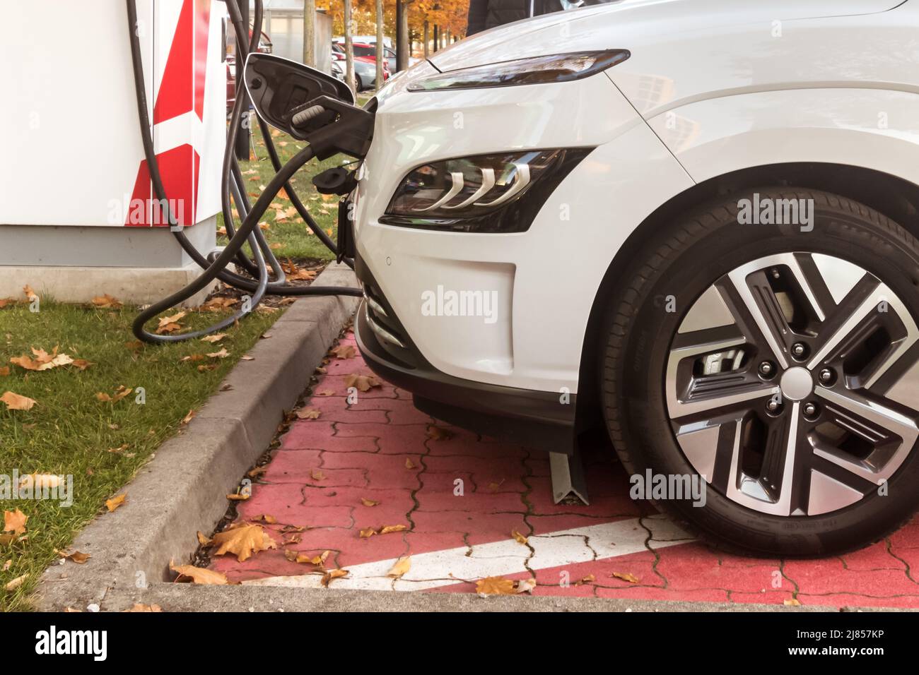 charger charging eco green alternative electric vehicle of white color ...