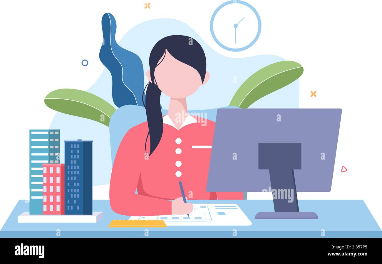 Architect or Engineer Cartoon Illustration using a Multipurpose Board ...