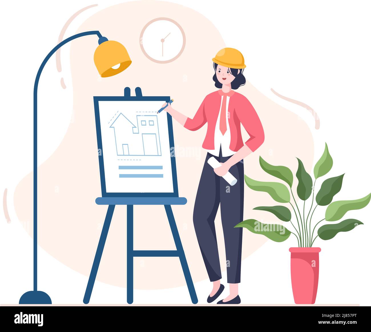 Architect or Engineer Cartoon Illustration using a Multipurpose Board ...