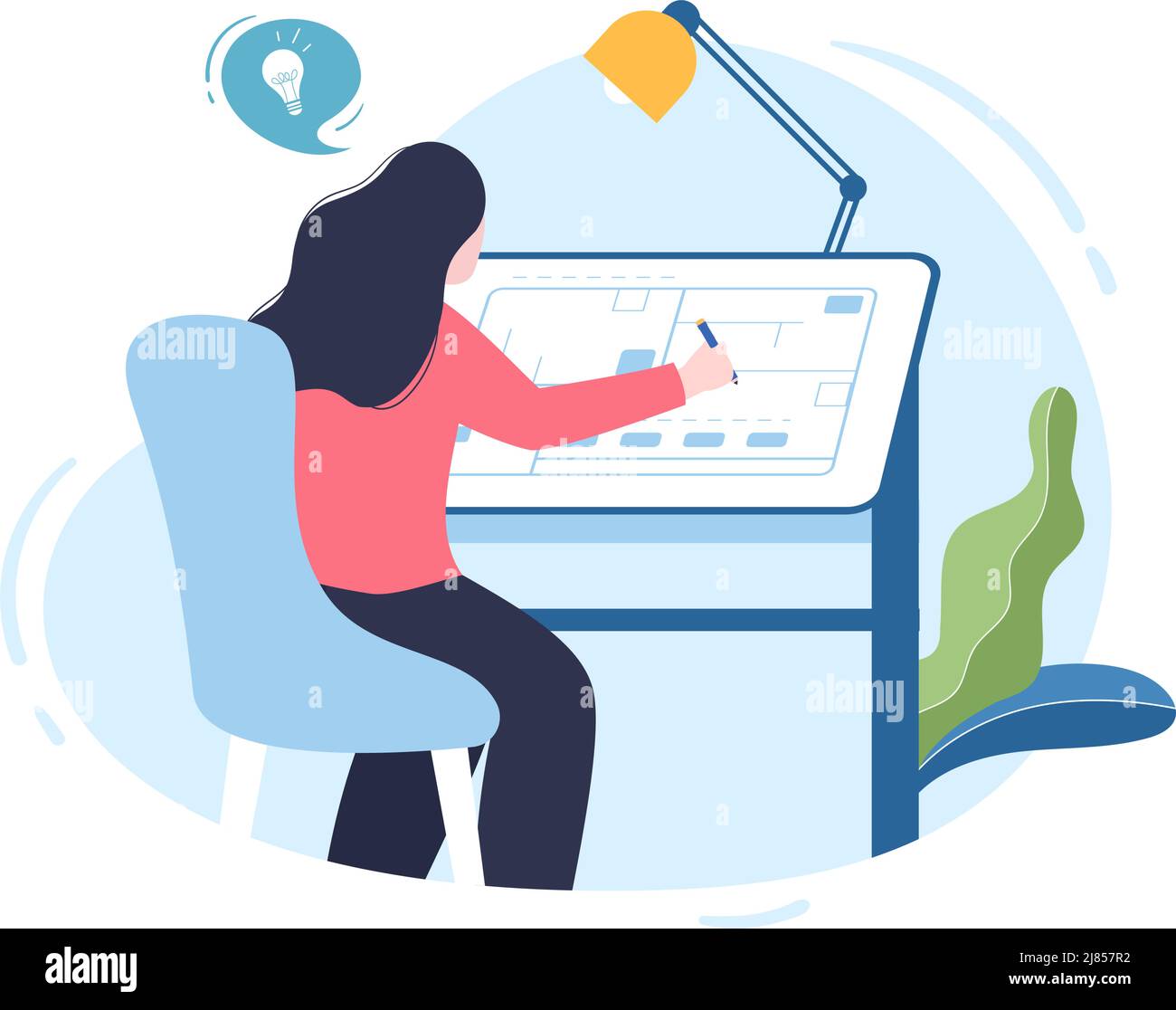 Architect or Engineer Cartoon Illustration using a Multipurpose Board ...