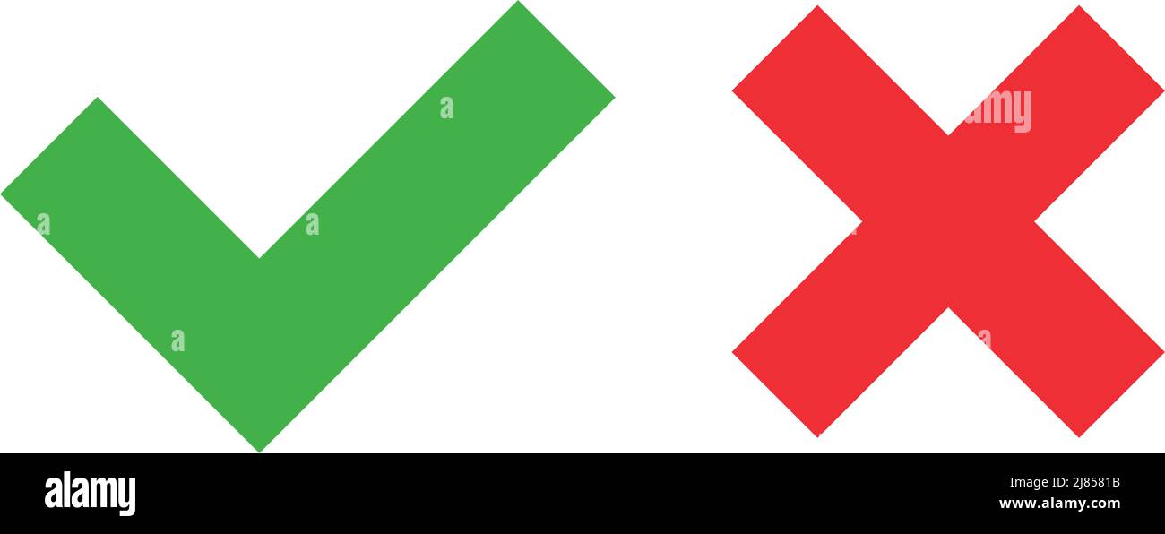 Check mark and cross mark icons. Set of positive and negative icons. Editable vector Stock ...