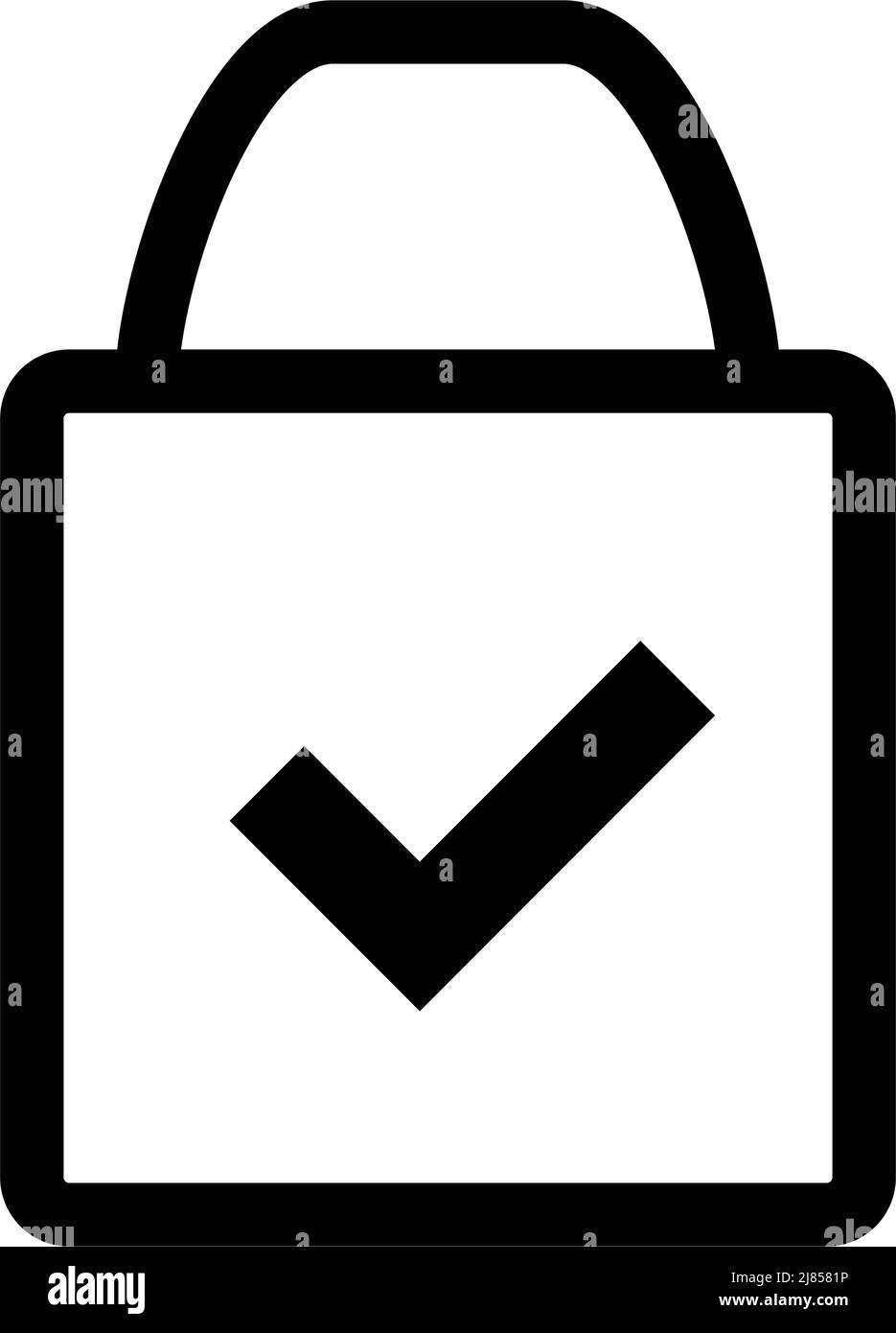 Silhouette of check mark and lock icon. Editable vector Stock Vector ...