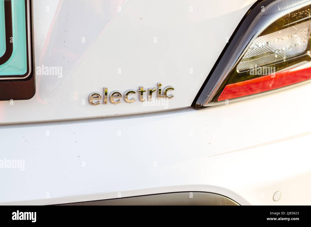 detail to electric mark notification of EV car Stock Photo - Alamy