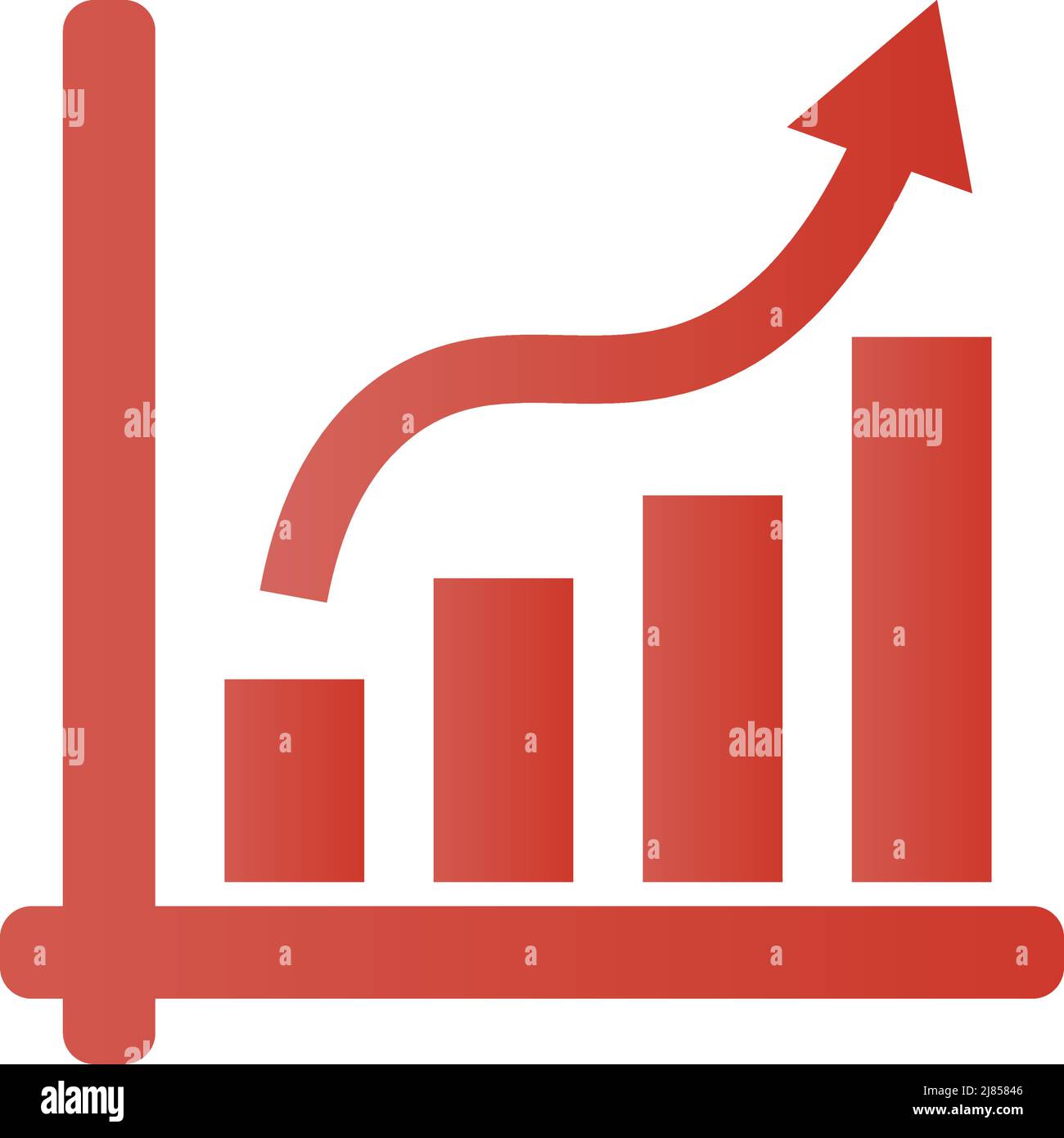 Red rising arrow and bar graph icon. Performance. Editable vector Stock ...