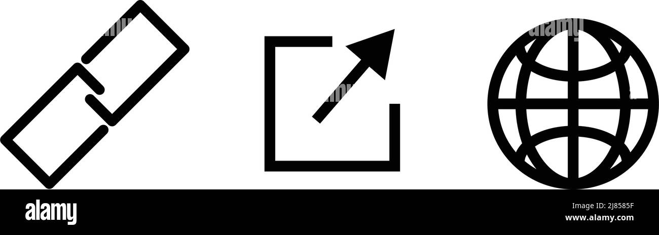 A set of link, external link and browser icons. Editable vector Stock ...