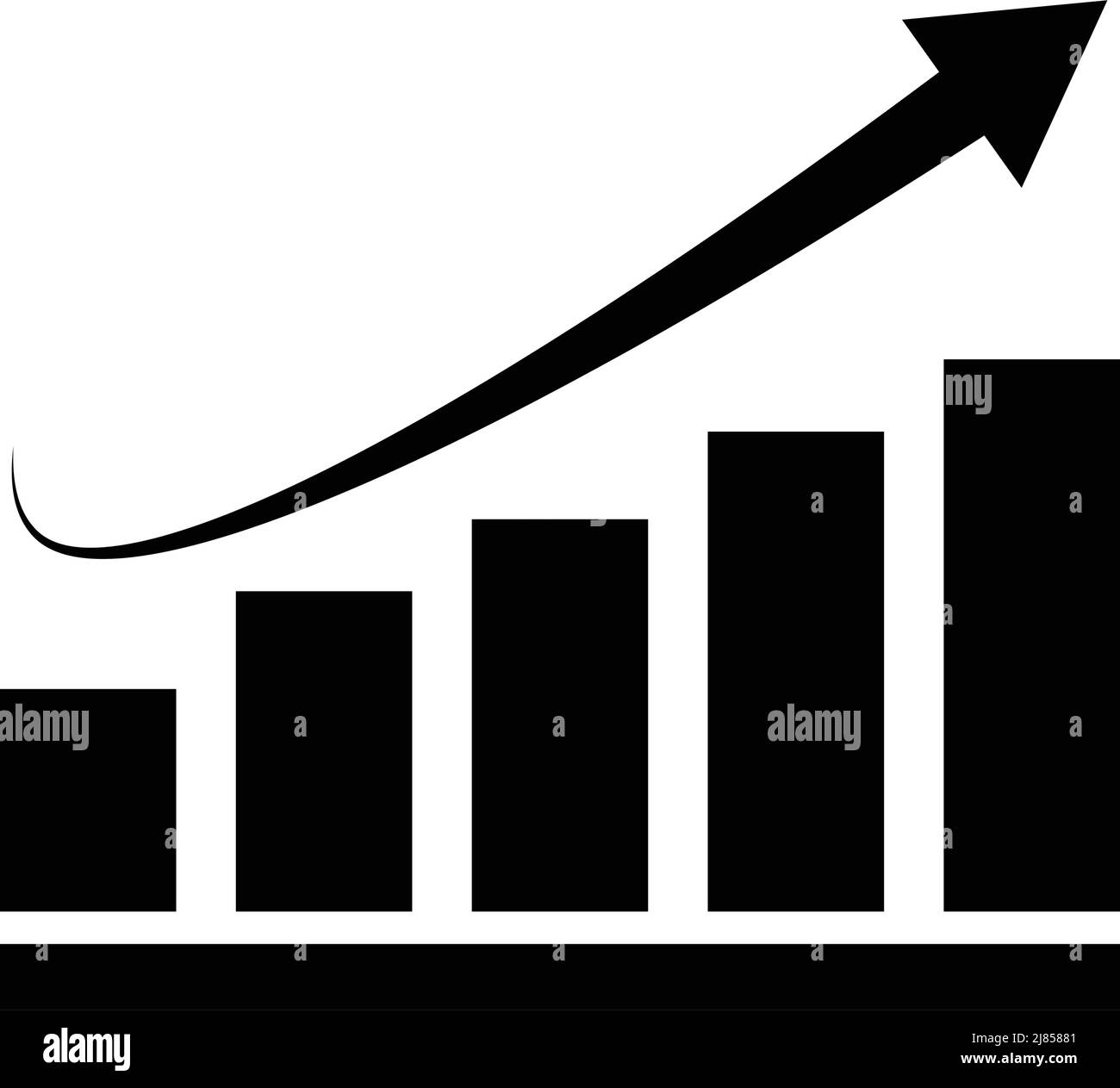 Up arrow icon and bar graph icon silhouette. Editable vector Stock ...