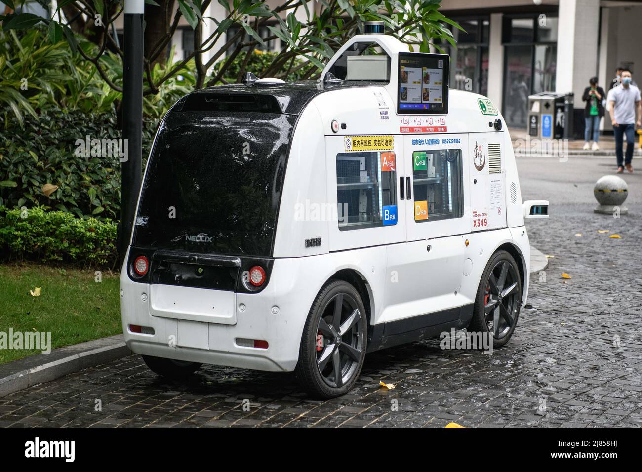 GUANGZHOU, CHINA - MAY 13, 2022 - A driverless food truck is seen on a ...