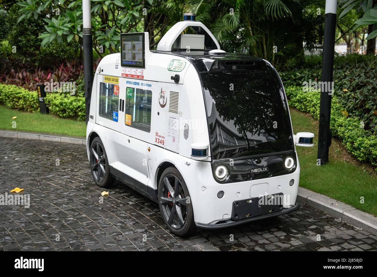 GUANGZHOU, CHINA - MAY 13, 2022 - A driverless food truck is seen on a ...