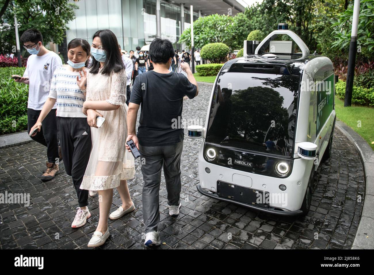 GUANGZHOU, CHINA - MAY 13, 2022 - A driverless food truck is seen on a ...