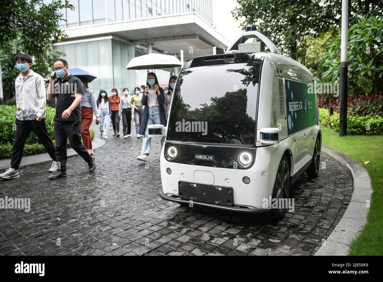 GUANGZHOU, CHINA - MAY 13, 2022 - A driverless food truck is seen on a ...