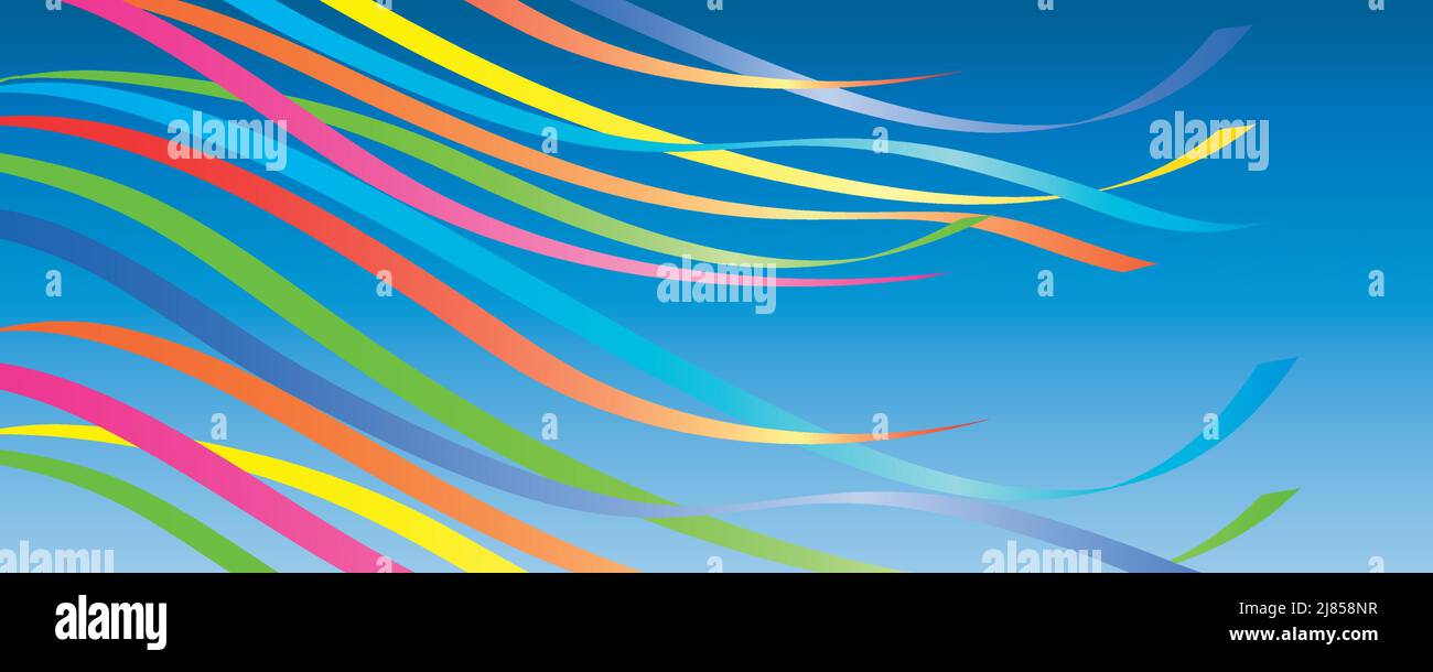 colorful maypole ribbons in sunny sky holiday design Stock Vector Image ...